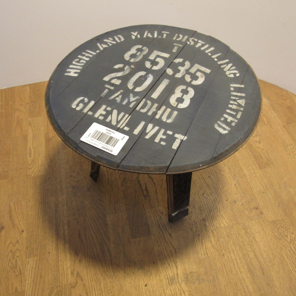 Rustikaler Whisky Tisch aus Fassdauben & Glengoyne Deckel | Oak Wood Modell